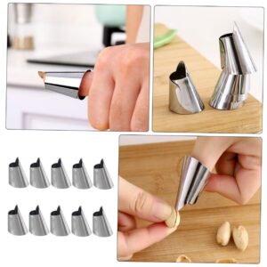 SEWOART 10pcs Finger Guard Kitchen Thumb Guards Tool Cut Resistant Finger Cots Cutting Protector Slicer Food Safety Holder Protector Dicing Machine Stainless Steel Potato