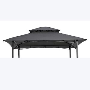 Upgrade Your Outdoor BBQ Space with Double Tiered Grey Replacement Canopy for 8x5ft Grill Gazebo - Perfect Cover for BBQ Tent