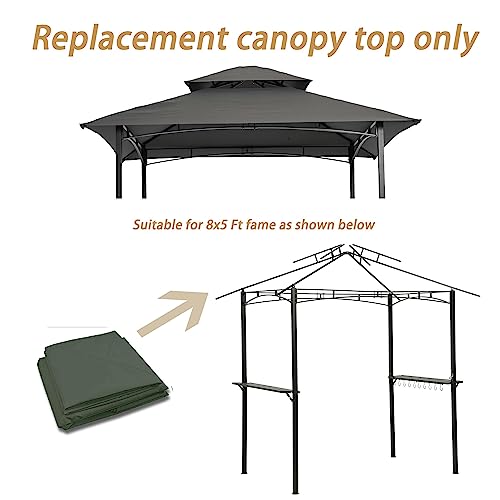 Upgrade Your Outdoor BBQ Space with Double Tiered Grey Replacement Canopy for 8x5ft Grill Gazebo - Perfect Cover for BBQ Tent