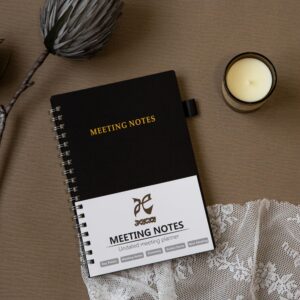 JAEMEYEM Meeting Notebook for Work with Summary, 180 Pages (7 * 10") Project Planner with 2024 Calendar, Meeting to Do and Agenda Organizer for Women and Man, 90 Meetings, Black