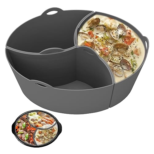 Silicone Slow Cooker Divider Insert for 7 QT Oval Slow Cooker, Reusable and Leakproof Silicone Slow Cooking Divider Liners, Non Stick, BPA Free, Dishwasher Safe, 7 Quart