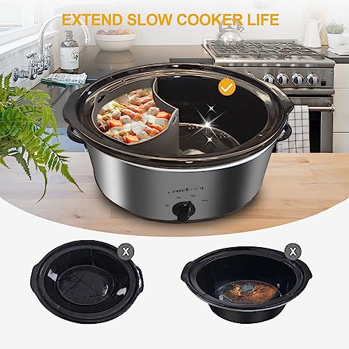 Silicone Slow Cooker Divider Insert for 7 QT Oval Slow Cooker, Reusable and Leakproof Silicone Slow Cooking Divider Liners, Non Stick, BPA Free, Dishwasher Safe, 7 Quart