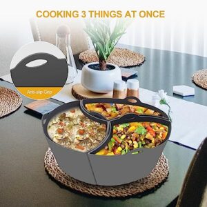 Silicone Slow Cooker Divider Insert for 7 QT Oval Slow Cooker, Reusable and Leakproof Silicone Slow Cooking Divider Liners, Non Stick, BPA Free, Dishwasher Safe, 7 Quart