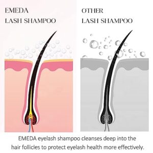 EMEDA Lash Shampoo for Lash Extensions 100ml /3.38 fl.oz Eyelash Extension Cleanser Foam Soap Lash Bath for Eyelash Extensions Home Salon Use