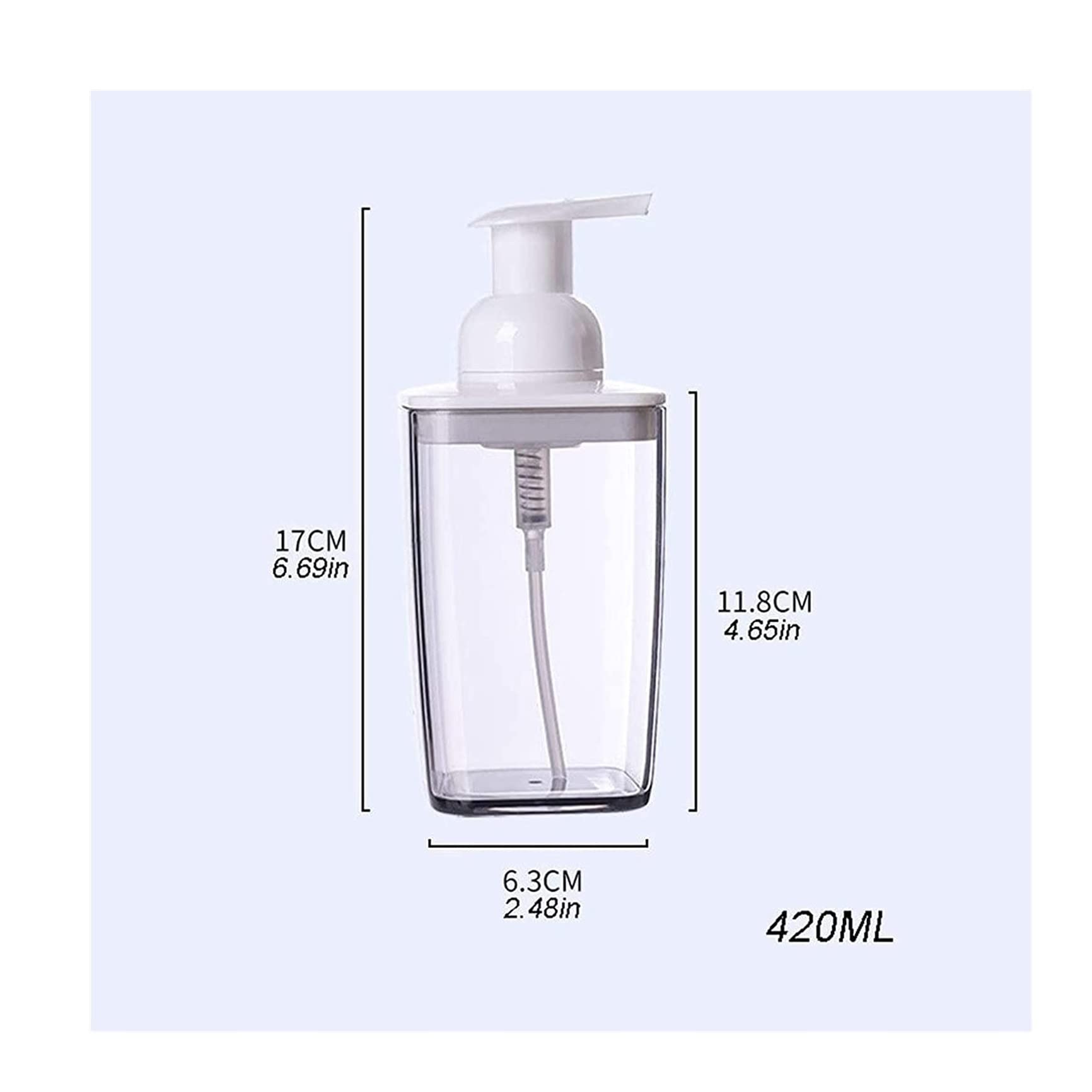 Soap Dispensers Soap Dispenser Bottle Transparent Plastic Foaming Soap Dispensers Soap Dispenser for Bathroom Kitchen Bedroom Countertop (Color : Grey)