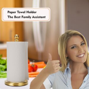 Fatizon Paper Towel Holder Stand, Gold Paper Towel Holder Countertop, with Weighted Base for One-Handed Operation (Gold)