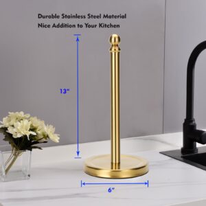 Fatizon Paper Towel Holder Stand, Gold Paper Towel Holder Countertop, with Weighted Base for One-Handed Operation (Gold)