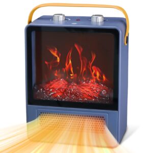 tempware electric fireplace heater, 1500w portable space heater, fireplace with realistic 3d flame effect and overheating safety protection, quiet and safe for indoor use office bedroom