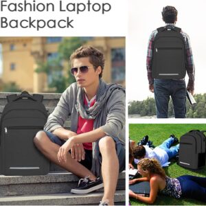 ampoock Laptop Backpack, Large Travel Laptop Backpack, 17 Inch Anti Theft Carry on Backpack for Men Women, Airline Approved Mens Backpacks for Business Hiking with USB Port, Computer Bag Gifts, Black