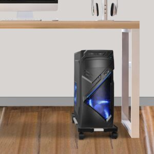 BORROW SKY Computer Tower Stand, Adjustable PC Stand with 4 Rolling Caster Wheels, 60lbs Load Capacity, CPU Stand Fits Most PC, Under Desk Tower Stand for Gaming, Office PC Tower