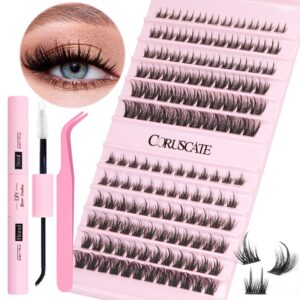 diy lash extension kit 2 styles lash clusters 132pcs eyelash extension kit d curl individual lashes wispy 8-16mm eyelash clusters lash kit with lash bond and seal lash tweezers for eyelash extension