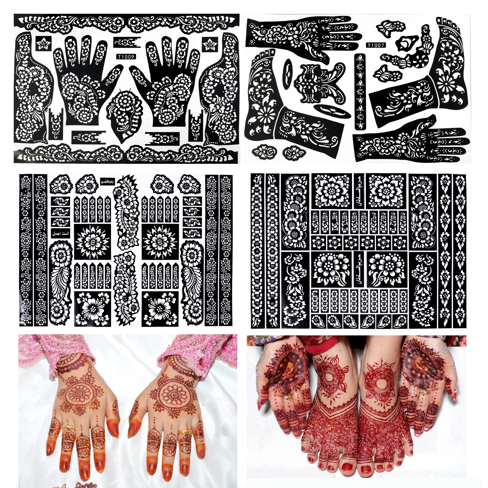 Henna tattoo kit,Indian Temporary Tattoo Stencils Glitter Airbrushing Diy Henna Tattoo Stencils Henna Body Art Templates, Hands Feet Leg Arm Tattoo Stickers