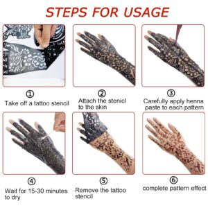 Henna tattoo kit,Indian Temporary Tattoo Stencils Glitter Airbrushing Diy Henna Tattoo Stencils Henna Body Art Templates, Hands Feet Leg Arm Tattoo Stickers