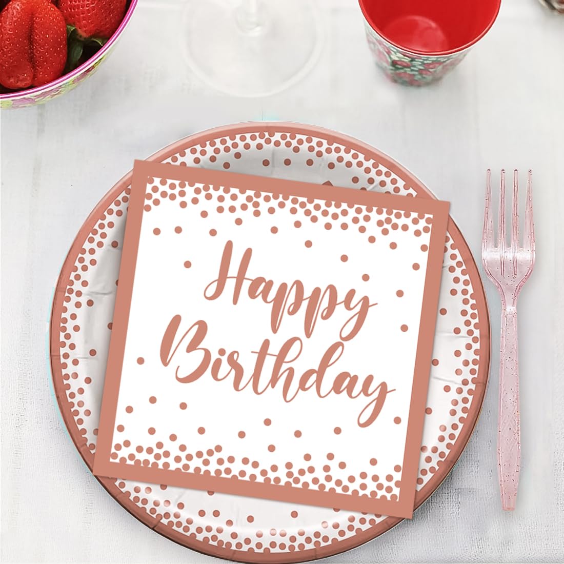 GREPARPY 60th Birthday Decorations Women Tableware - Rose Gold 60 And Fabulous Birthday Decorations Dinnerware, Sixty Birthday Plate, Napkin, Fork, Her 60-Year-Old Birthday Party Supplies | Serve 24