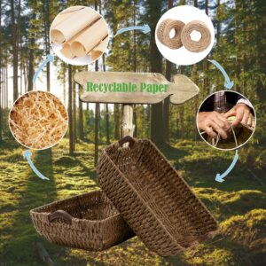 FairyHaus Handmade Wicker Storage Basket 5Pack, Recyclable & Renewable Paper Rope Small Wicker Baskets for Storage, Brown