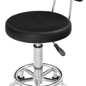 HOOBRO Height Adjustable Rolling Stool, 360° Rotating Drafting Chair, Multi-Purpose Office Desk Chair, Rolling Swivel Salon Stool Chair, for Barber Shop, Nail Salon, Office, Black SB01BY01