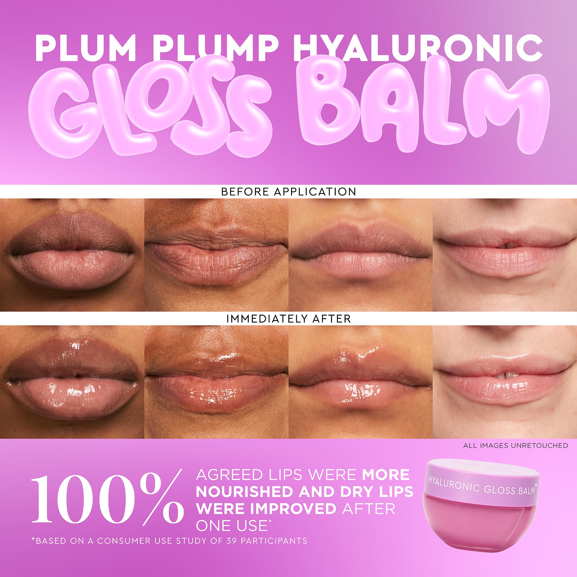 Glow Recipe Plum Plump Hyaluronic Acid Lip Balm - Overnight Lip Mask, Lip Treatment or Moisturizing High-Shine Lip Gloss - Plumping & Long-Lasting Lip Hydration (15ml)