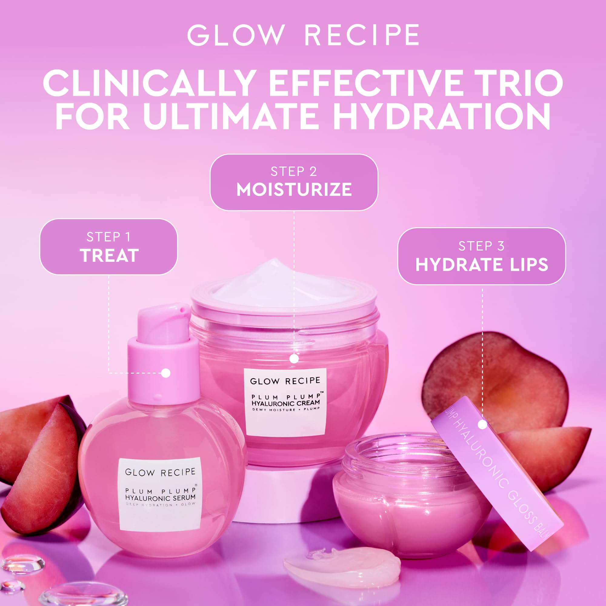 Glow Recipe Plum Plump Hyaluronic Acid Lip Balm - Overnight Lip Mask, Lip Treatment or Moisturizing High-Shine Lip Gloss - Plumping & Long-Lasting Lip Hydration (15ml)