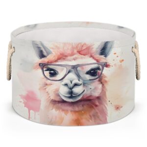 omfuns alpaca animal round storage basket extra large cute alpaca laundry hamper basket for blankets clothes cotton rope basket towel nursery baby toy pet basket decorative