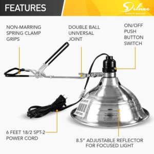 Simple Deluxe Clamp Lamp Light with Adjustable 8.5 Inch Aluminum Reflector E26 Socket & LCD Digital Aquarium Thermometer, Adjustable Lighting and Accurate Temperature Monitoring