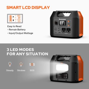 EnginStar Portable Power Station, 300W 296Wh Battery Bank with 110V Pure Sine Wave AC Outlet,100W Foldable Solar Panel Charger with 18V DC Outlet for Portable Power Stations