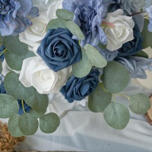 YEEFLORA Artificial Flowers, 100pcs Artificial Rose for DIY Wedding Bouquets Centerpieces Arrangements, Navy Blue Foam Roses with Stem for Bridal Shower Party Home Decorations