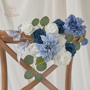 YEEFLORA Artificial Flowers, 100pcs Artificial Rose for DIY Wedding Bouquets Centerpieces Arrangements, Navy Blue Foam Roses with Stem for Bridal Shower Party Home Decorations