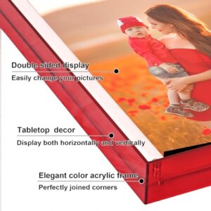 MFoffice 8.5x11 Picture Frame, Stunning Color Acrylic Photo Frame, Use as 8.5x11, 8x10, 8x8, 6x8 Picture Frame and Acrylic Tray, Horizontal and Vertical Formats for Tabletop Display, Red, 1Pack