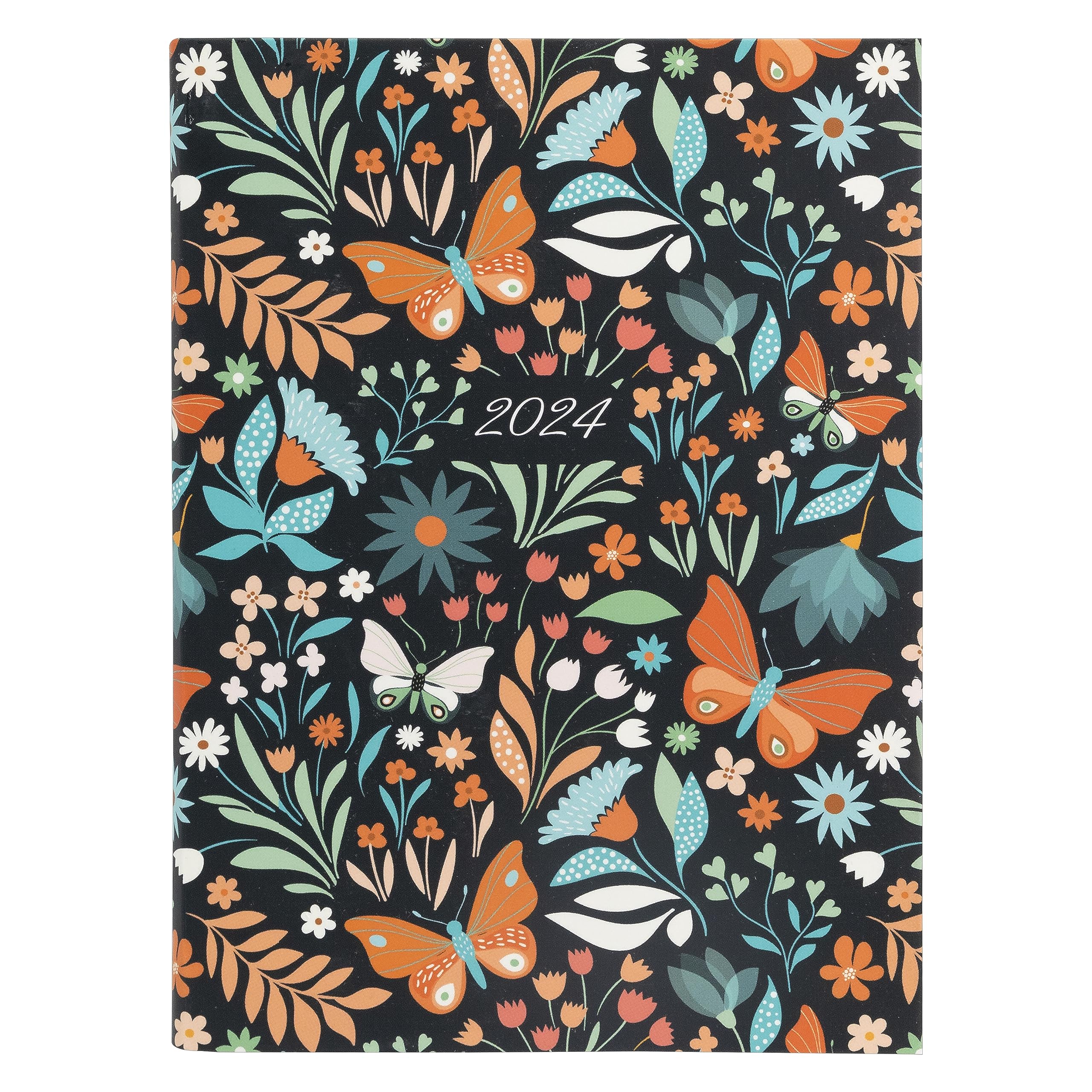 Idena 11026 - Weekly Planner 2024, Flower Meadow, DIN A6, 128 Pages, Hardcover Cover, Diary, Book Calendar