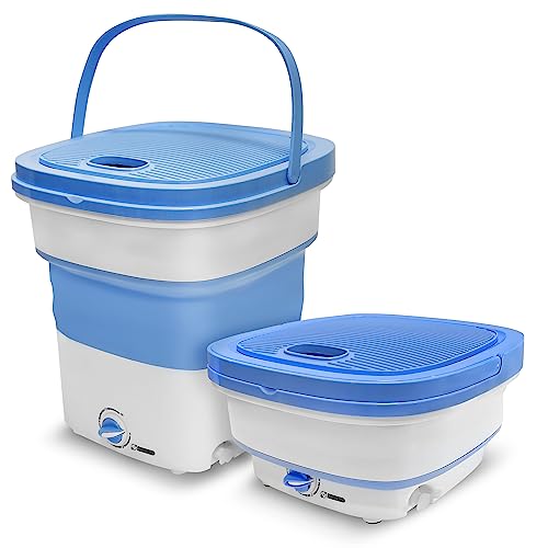 PURE CLEAN Portable Mini Washing Machine Lightweight Collapsible Bucket - Perfect for Camping, Travelling, Apartment, Dorm USA Brand