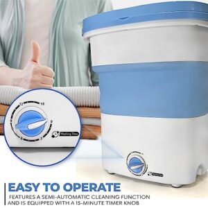 PURE CLEAN Portable Mini Washing Machine Lightweight Collapsible Bucket - Perfect for Camping, Travelling, Apartment, Dorm USA Brand