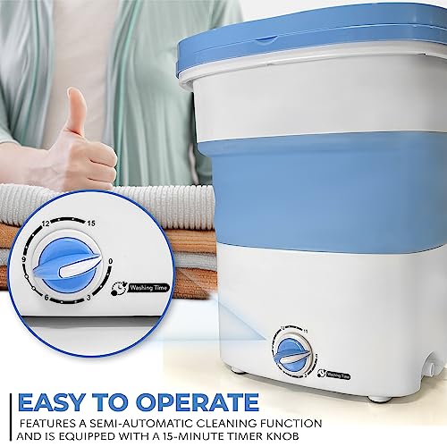 PURE CLEAN Portable Mini Washing Machine Lightweight Collapsible Bucket - Perfect for Camping, Travelling, Apartment, Dorm USA Brand