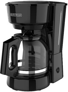 black+decker 12-cup coffee maker with easy on/off switch, easy pour, non-drip carafe with removable filter basket, black