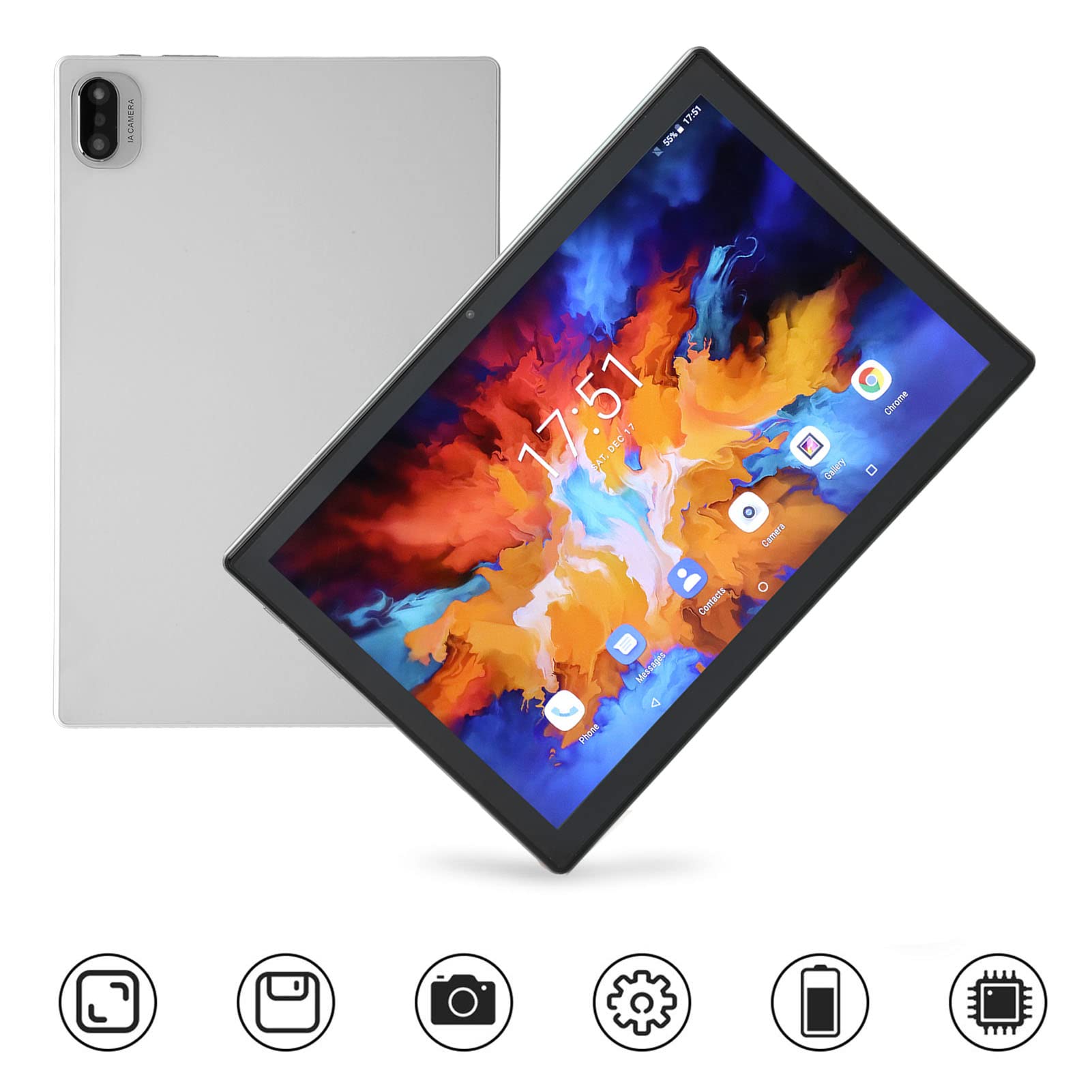 Pssopp HD Tablet, US Plug 100‑240V Office Tablet Octacore CPU 8MP 20MP Camera (White)