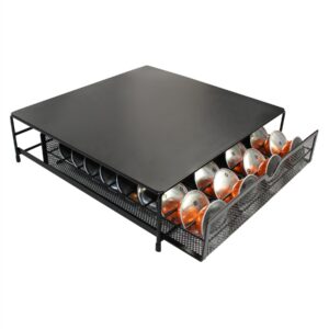 coffee capsule holder drawer,metal coffee pods storage organizer,36 pods,black.