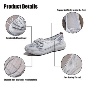 Women's Hollow Mesh Lace Up Flats Sneakers,Summer Fashion Breathable Low Top Backless Round Toe Comfortable Slip-on Soft Sole Casual Walking Shoe Loafer (Grey,8.5,8.5)