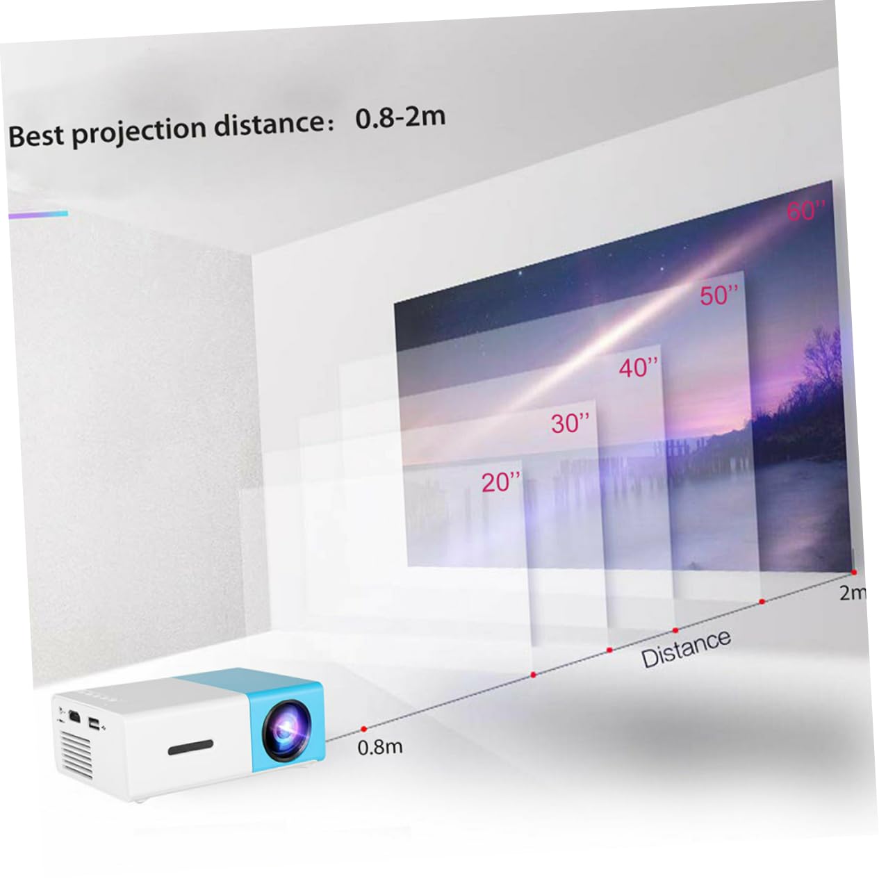 FUOYLOO Home Theater Projector Projector Media Player Equipment Portable Home Cinema Video Plastic Miniature 1080p Lcd Video Projector