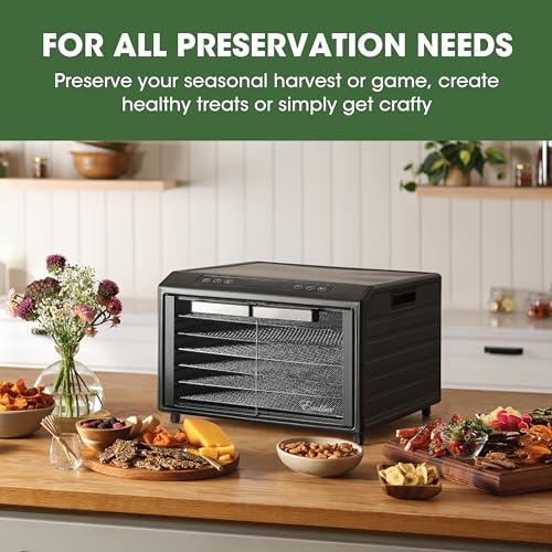 Excalibur Electric Food Dehydrator Select Series 6-Tray with Adjustable Temperature Control Includes Chrome Plated Drying Trays Stainless Steel Construction and Glass French Doors, 700-Watts, Black