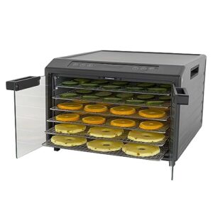 Excalibur Electric Food Dehydrator Select Series 6-Tray with Adjustable Temperature Control Includes Chrome Plated Drying Trays Stainless Steel Construction and Glass French Doors, 700-Watts, Black