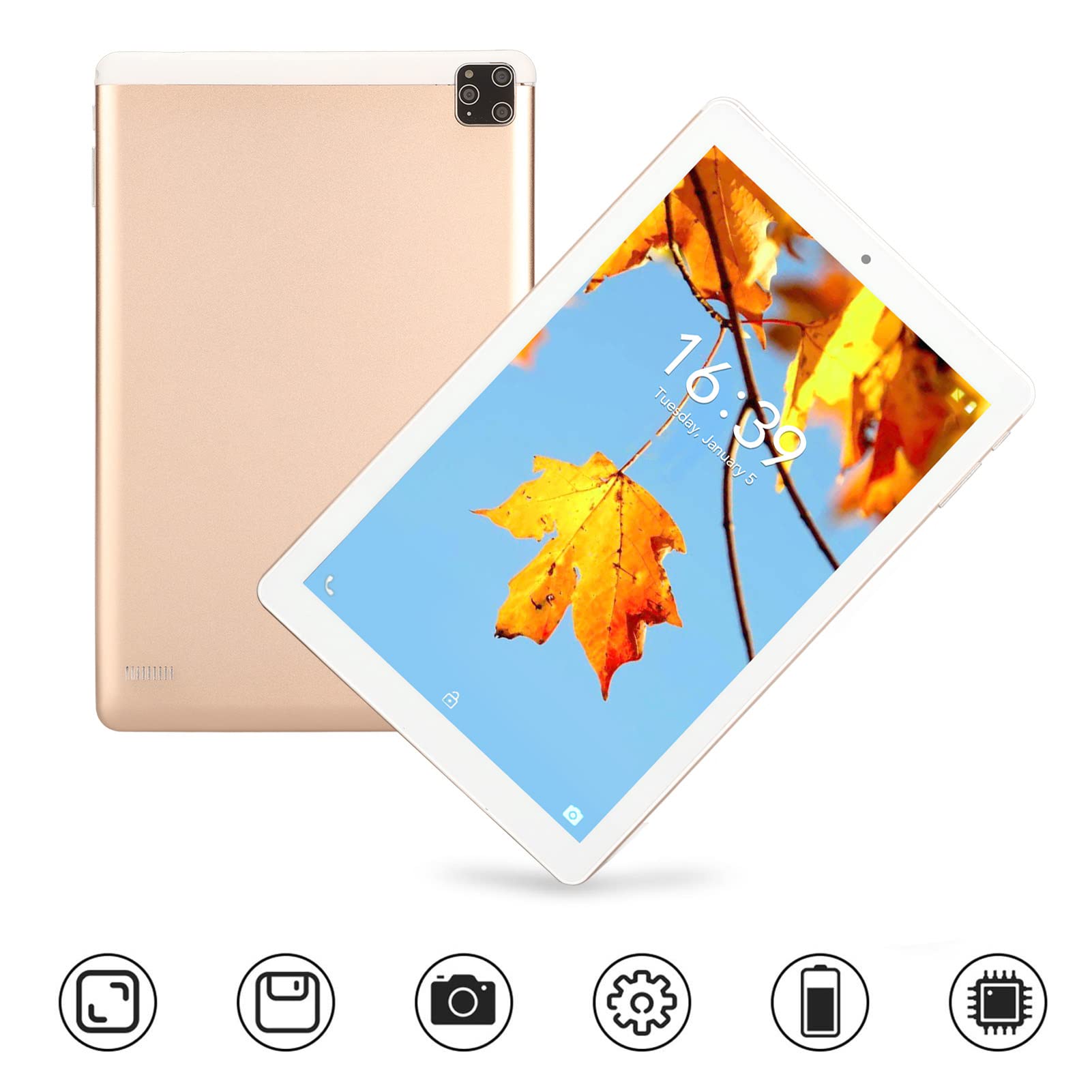 Tablet PC, HD Tablet 100-240V 4GB RAM 64GB ROM Dual Camera for Android 10 (US Plug)