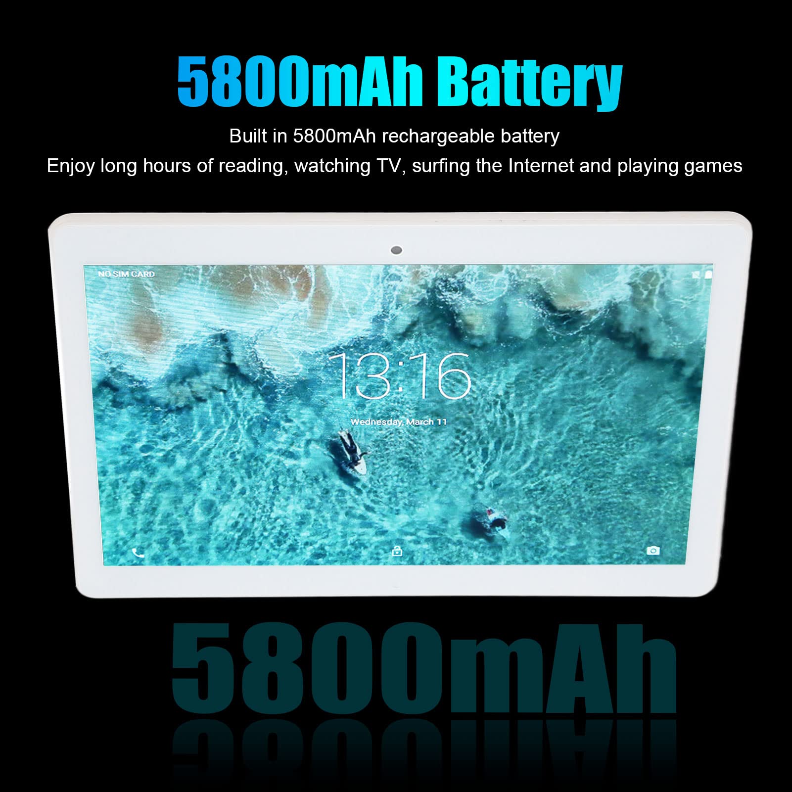 10.1 Inch HD Tablet, 4GB RAM 64GB ROM 2560x1600 Resolution 100-240V Calling Tablet for Android 12 for Office (US Plug)