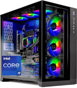 skytech gaming prism ii lian li o11 pc desktop – intel core i9 13900k 3.0 ghz, nvidia rtx 4070 ti, 1tb nvme gen4 ssd, 32gb ddr5 ram rgb, 1000w gold psu, 360mm aio, 11ac wi-fi, windows 11 home 64-bit