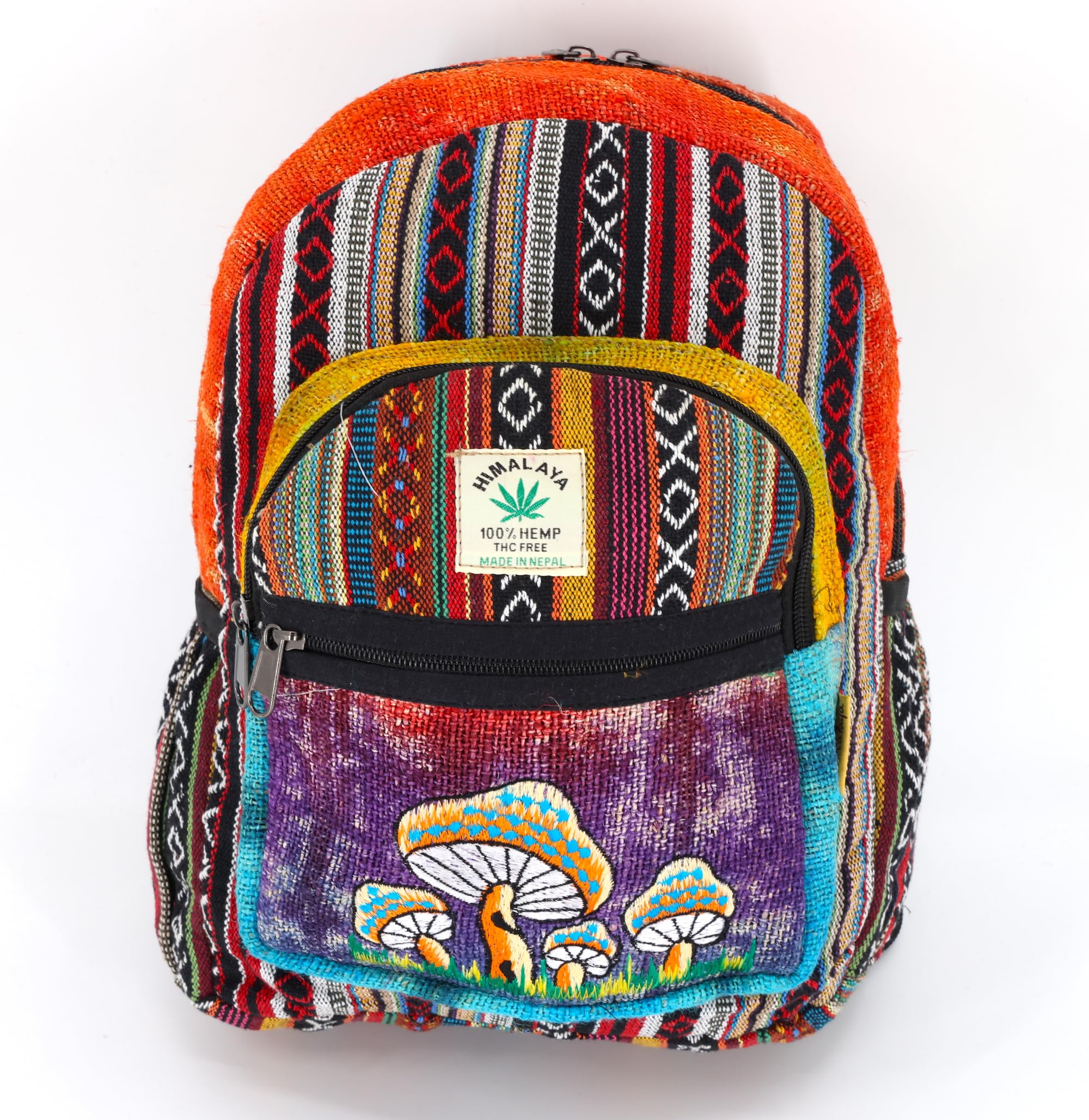 Unique design Mushroom Embroidered Himalaya Hemp Hippie Backpack Festival Backpack Hiking Backpack FAIR TRADE Handmade with Love