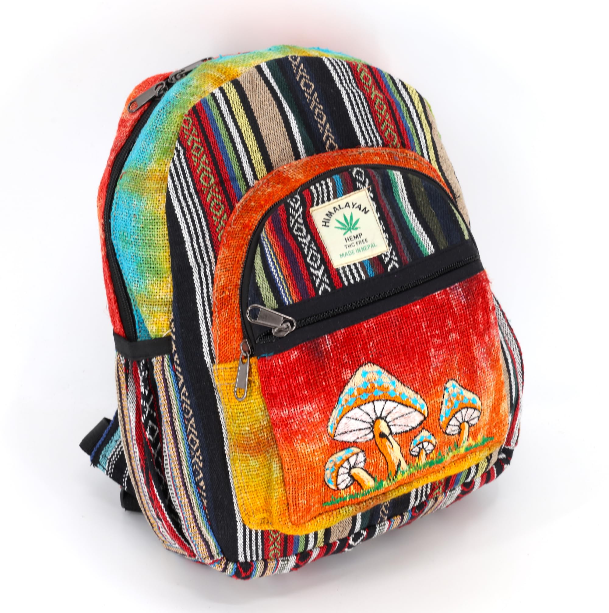 Unique design Mushroom Embroidered Himalaya Hemp Hippie Backpack Festival Backpack Hiking Backpack FAIR TRADE Handmade with Love