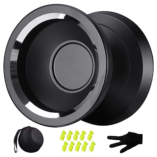 Yoyo Ball Unresponsive Yoyo for Professional Advanced Players yoyo,Hksod Metal yoyos for Kids Beginners,Hksod Metal Yo-yos for Adults with Bearing yo yo Accessories - Black