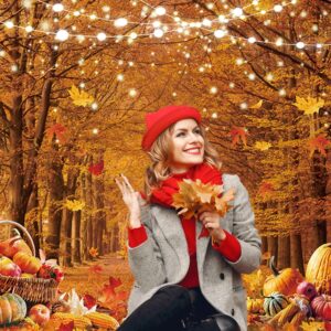 CYLYH 12x10ft Fall Photography Backdrop Autumn Maple Forest Leaves Pumpkin Party Background Thanksgiving Party Supplies Farm Harvest Event Banner Thanksgiving Photo Booth Props CY579