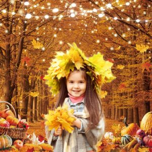 CYLYH 12x10ft Fall Photography Backdrop Autumn Maple Forest Leaves Pumpkin Party Background Thanksgiving Party Supplies Farm Harvest Event Banner Thanksgiving Photo Booth Props CY579