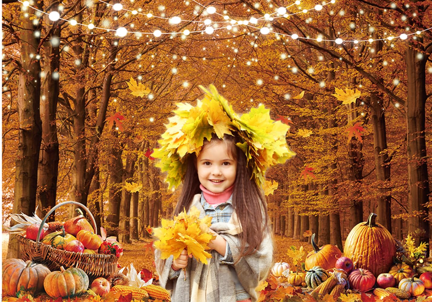 CYLYH 12x10ft Fall Photography Backdrop Autumn Maple Forest Leaves Pumpkin Party Background Thanksgiving Party Supplies Farm Harvest Event Banner Thanksgiving Photo Booth Props CY579