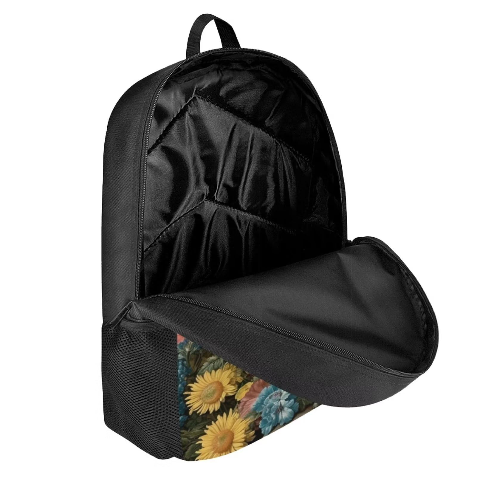 Vintage Floral Wolf Backpack for Boys Girls Elementary Cute School Bag with Padded Back Adjustable Straps Personalized Trendy Large Capacity Backpack 17 Inch Student Basic Black Bookbag