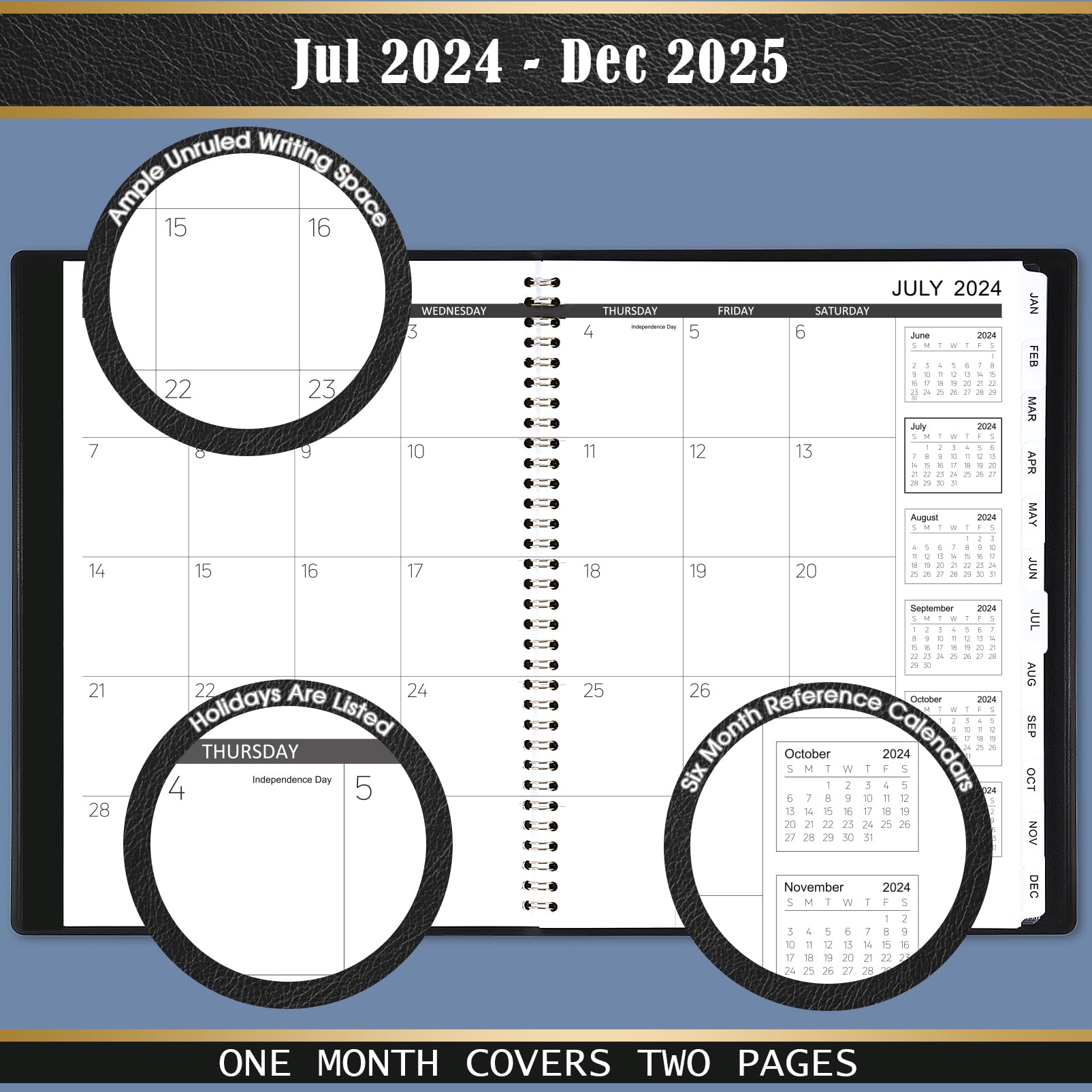 2024-2025 Planner - 2024-2025 Monthly Planner from Jul. 2024 to Dec. 2025, Calendar 2024-2025 Planner with Faux Leather, 9" x 11"